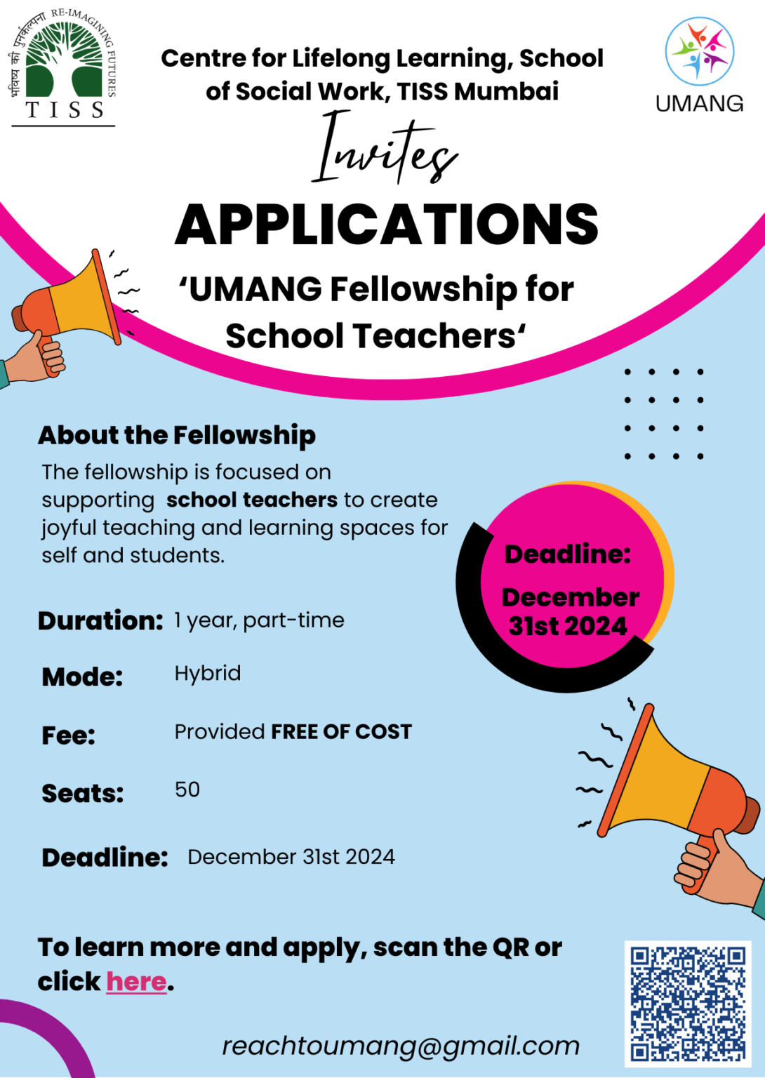TISS UMANG Fellowship for School Teachers [1 Year; Hybrid]