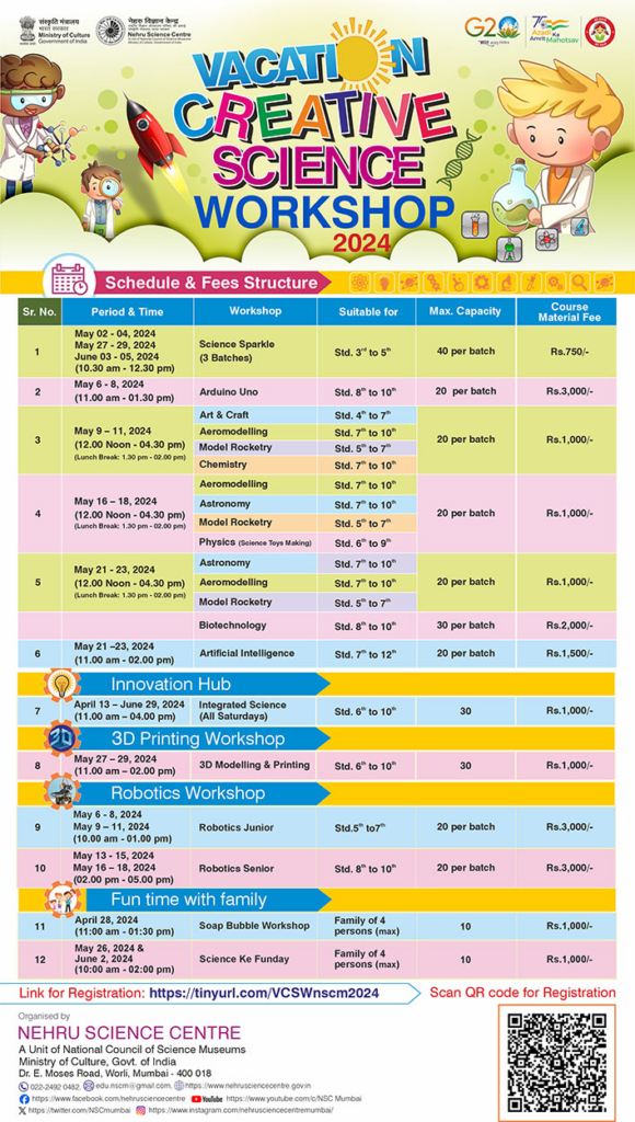 Vacation Creative Science Workshops 2024 for Students
